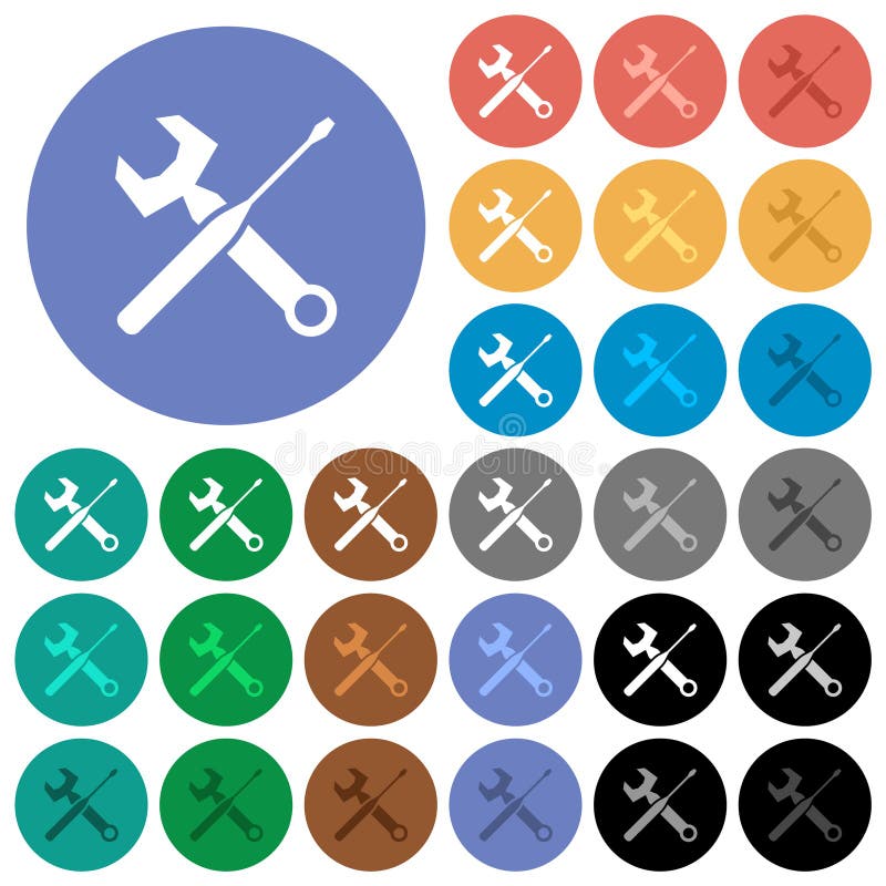 Wrench and Screwdriver Round Flat Multi Colored Icons Stock Vector - Illustration of precision ...