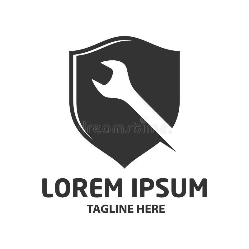 Wrench with Shield Vector Icon Isolated on White Background from ...