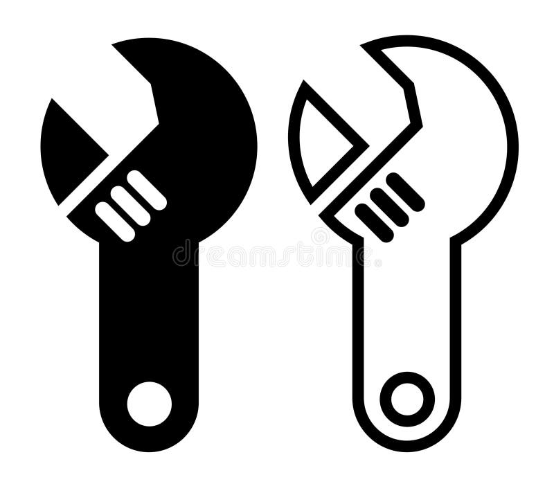Wrench, Simple Set Vector Icon, Silhouette and Outline Stock Vector ...