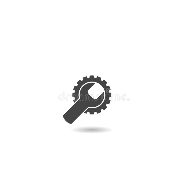 Wrench Spanner and Gear Icon with Shadow Stock Illustration ...
