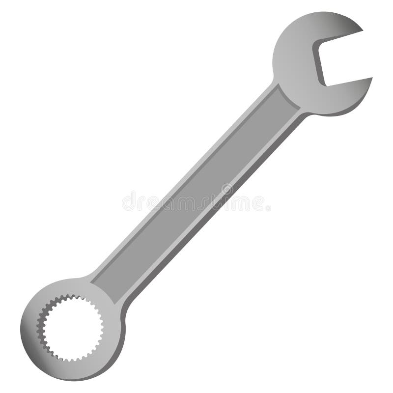 Wrench Tool Icon. Repair Gear Symbol. Gray Metal Shape. Vector Object ...