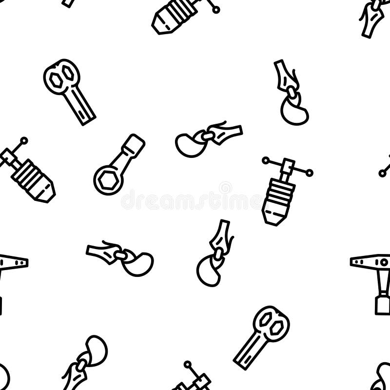Wrench Tool Spanner Repair Vector Seamless Pattern Stock Illustration ...