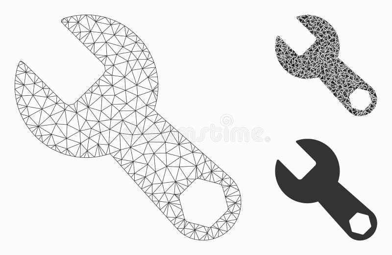 Wrench Vector Mesh Wire Frame Model and Triangle Mosaic Icon Stock ...