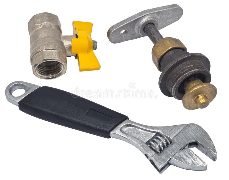 Wrench and Water valve set stock image. Image of metal - 94051203