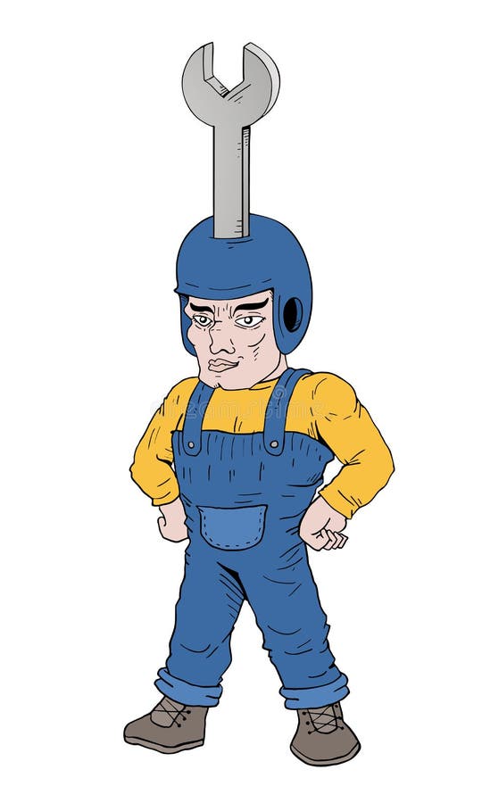 Wrench worker man draw stock vector. Illustration of vector - 265880583