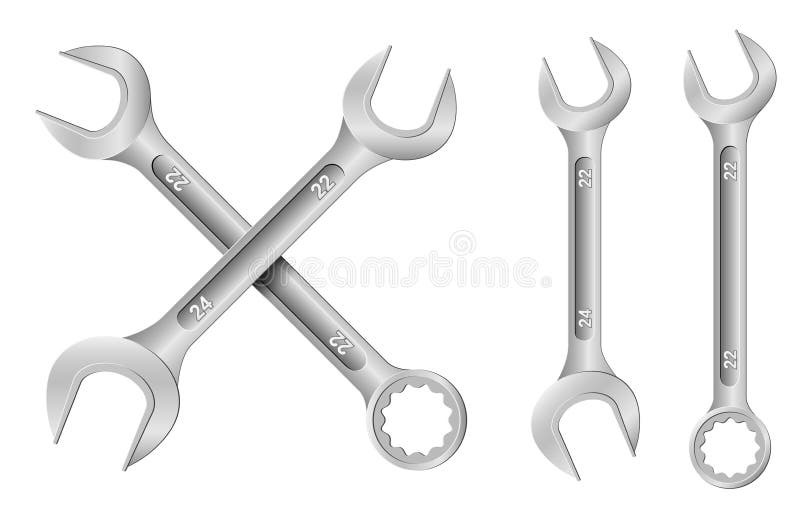 Various Types Outline Wrench Set Stock Vector - Illustration of tool ...