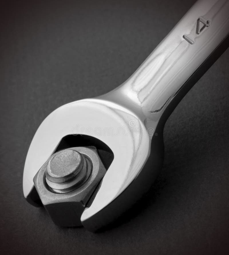 Wrenching a Nut stock image. Image of open, threads, chrome - 641075