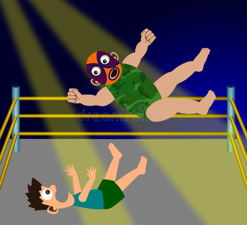 Grappling Pro Wrestlers stock illustration. Illustration of match ...