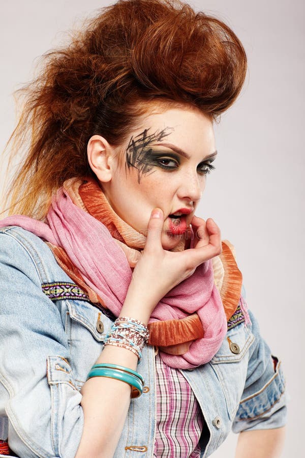 Wriggling glam punk girl stock photo. Image of 80th, body - 17052480
