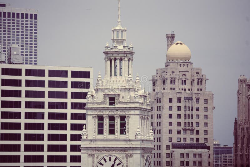 -Wrigley Building Chicago Architecture Skyline Stock Image - Image of ...