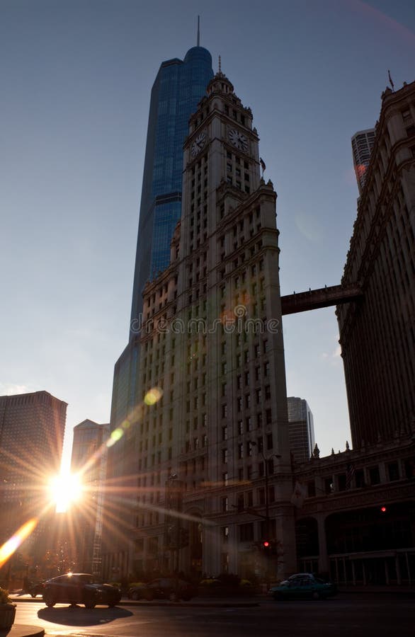 Wrigley tower editorial photo. Image of street, flare - 17648336