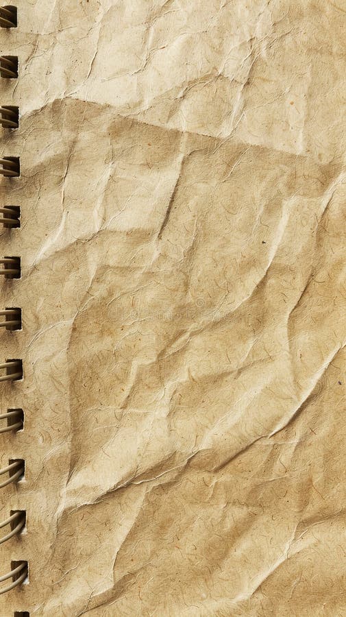 Wrinkled Antique Paper in Spiral Notebook, Beige Texture Stock Image ...