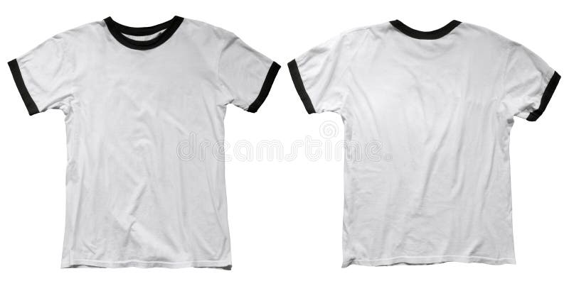 Wrinkled Blank White Ringer T-shirt Template, Front and Back Design ...