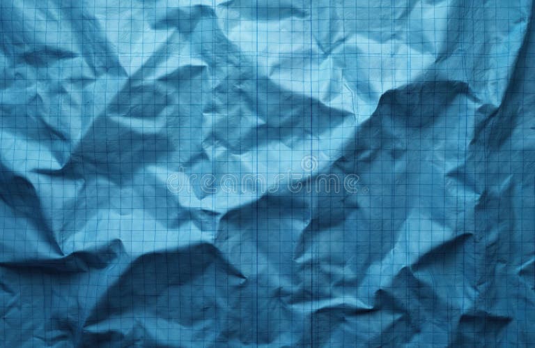 Wrinkled Blue Graph Paper Background Texture. Crumpled Sheet Surface ...
