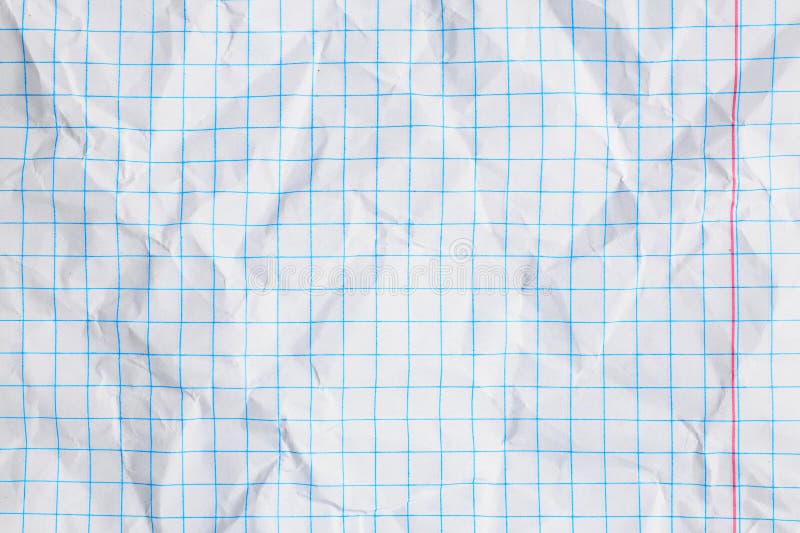 Wrinkled Blue Grid Paper Close-up with Red Margin Line Stock Image ...