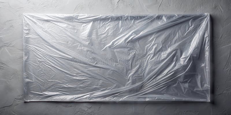 Wrinkled Clear Plastic Sheet on Grey Textured Surface. Generative AI ...