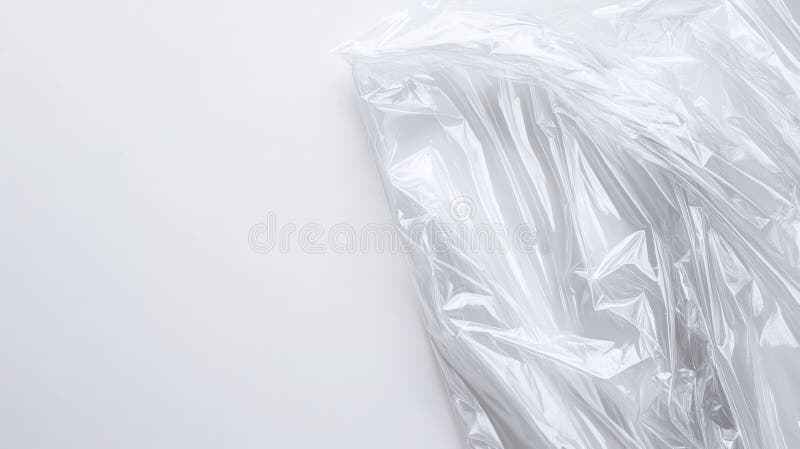 Wrinkled Clear Plastic Wrap Texture on White Background Abstract ...