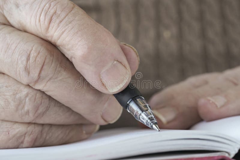 Wrinkled Hand Writing Note with Pencil Stock Image - Image of male ...