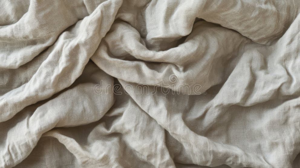Wrinkled, Light Beige Linen Fabric Texture Stock Illustration ...