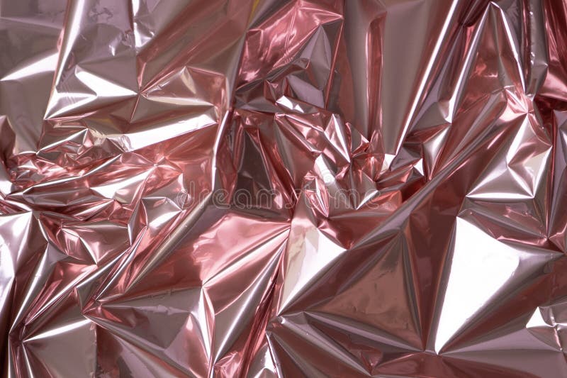 Wrinkled Metallic Pink Foil Background with Shiny Texture. Surface ...
