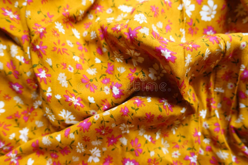 Wrinkled Yellow, White and Pink Fabric Stock Photo - Image of ...