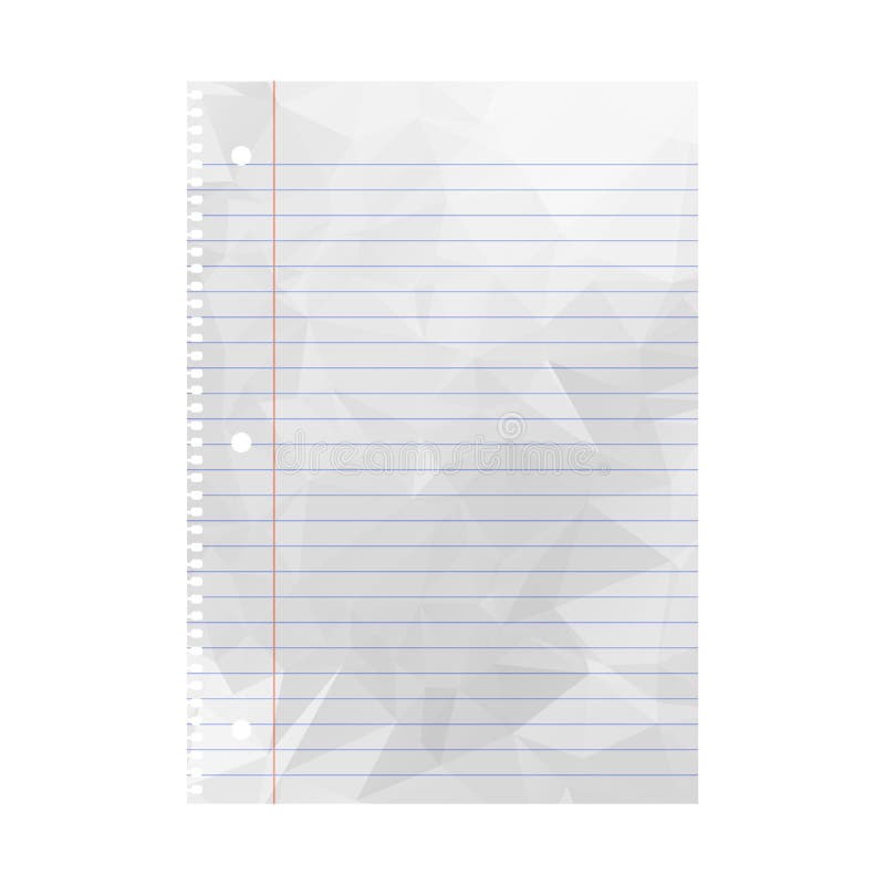 Wrinkled Note Paper. Notebook Paper with Lines Stock Vector ...