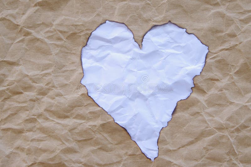 Wrinkled Paper Cutting and Burning Heart Shape Stock Illustration ...