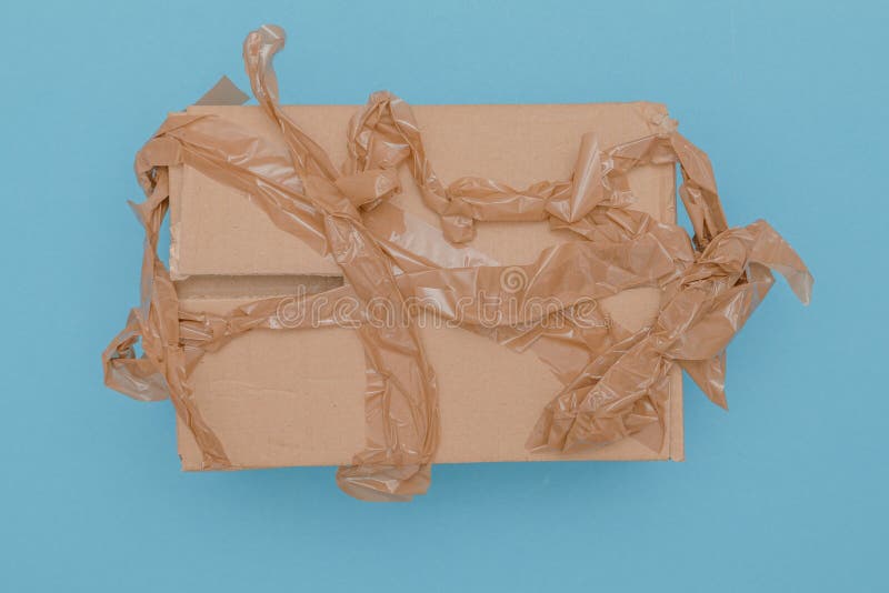 Packaging Tape Failure on a Closed Cardboard Box Stock Image - Image of ...