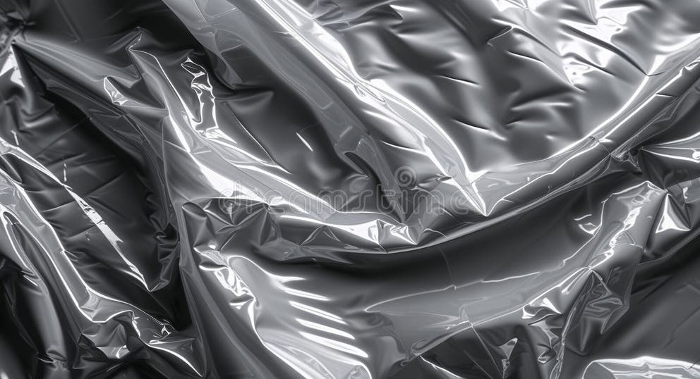 Wrinkled Plastic Wrap Texture on Black Background Stock Image - Image ...