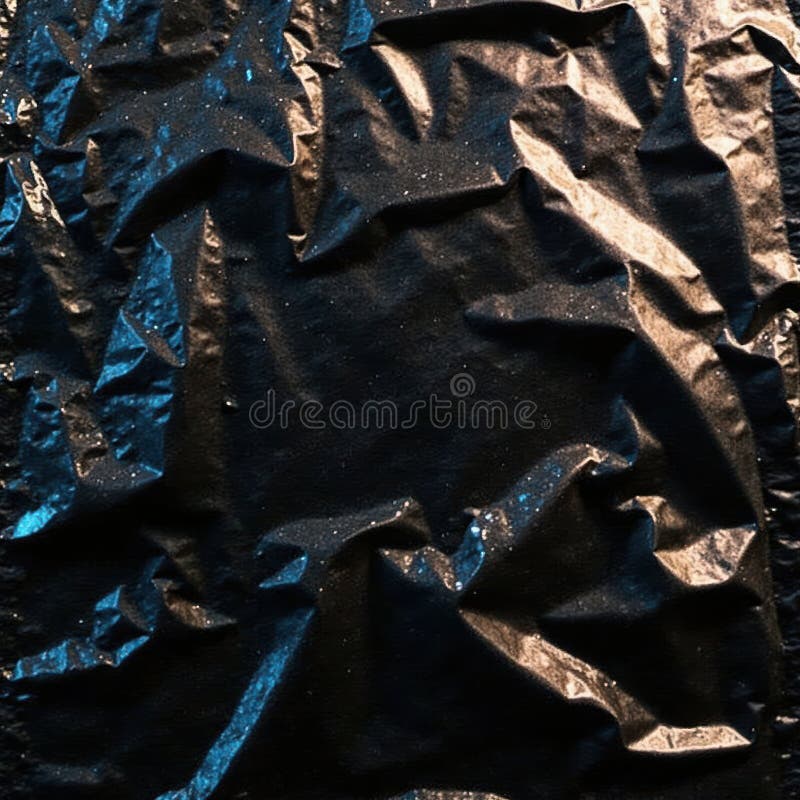 Wrinkled Plastic Wrap Texture on Black Background, Worn Plastic Surface ...