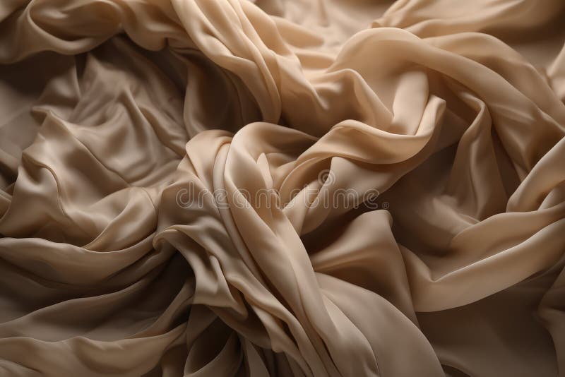 Wrinkled Silk Sheets, Flowy Beige Fabric. Generative AI Stock ...