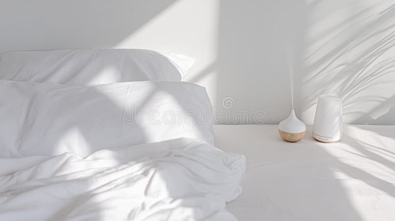 A Wrinkled White Bed Sheet is Slightly Pulled Back, Exposing a Soft ...