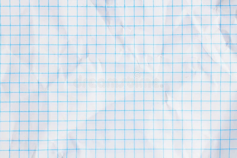 Wrinkled White Graph Paper with Blue Grid Lines Stock Photo - Image of ...