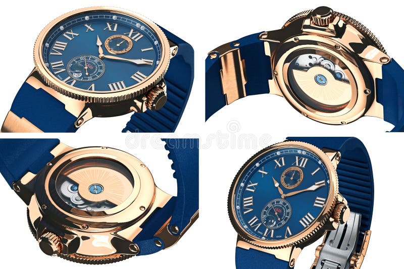 Wrist watch, side view stock illustration. Illustration of mechanical ...