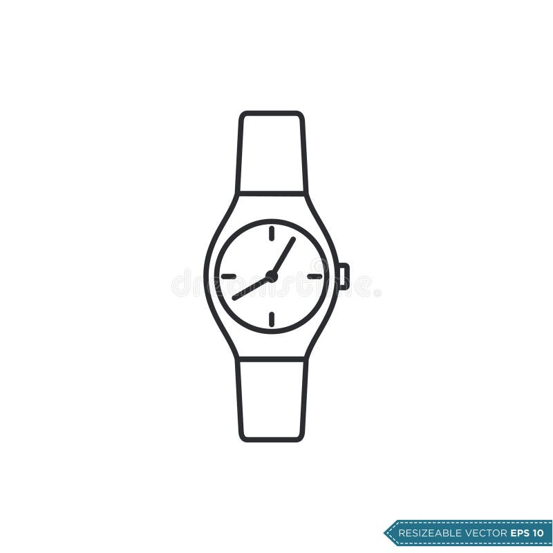 Wrist Watch Clock Icon Vector Template, Flat Design Illustration Design ...