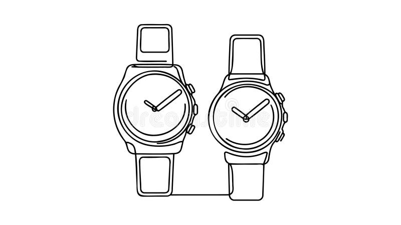 Wrist Watch Continuous Single Line Drawing. Vector Illustration Stock ...