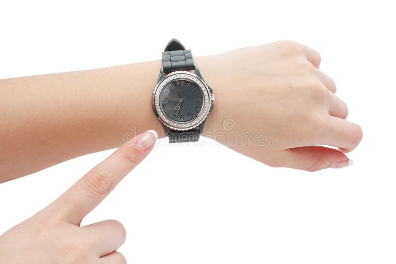 Wrist Watch and the Hand As a Pointer Stock Photo - Image of horizontal ...