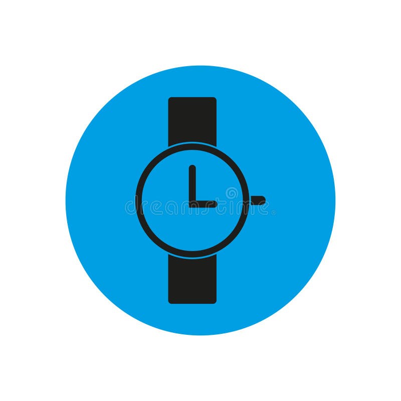 Wrist Watch Icon on Blue Circle Stock Vector - Illustration of fashion ...