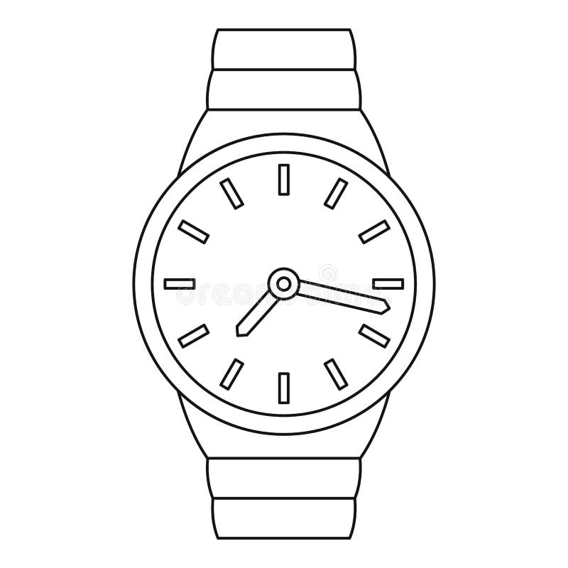 Wrist Watch Icon, Outline Style. Stock Vector - Illustration of number ...