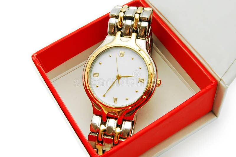 Wrist watch in red box stock image. Image of steel, timer - 15916973