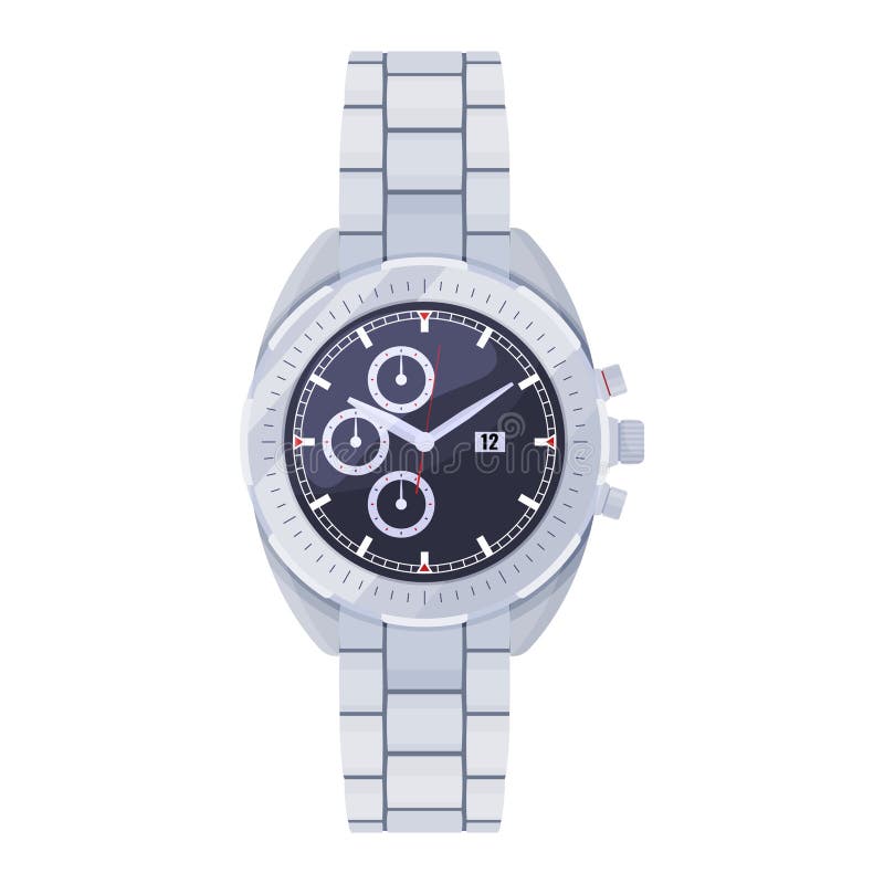 Wrist Watch Silver Metallic Strap Mechanical Device Time Checking ...