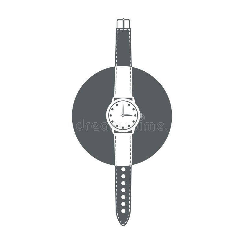 Wrist Watch with Strap and Hands. Black and White Time Icon Stock ...