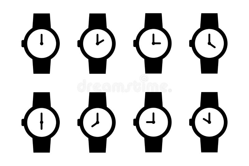 Wrist Watch Vector Icon Set. Clock Symbol. Wrist Accessory Illustration ...