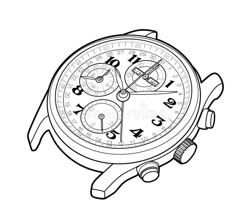 Wrist Watch Vector Sketch Simple Line Illustration Stock Vector ...
