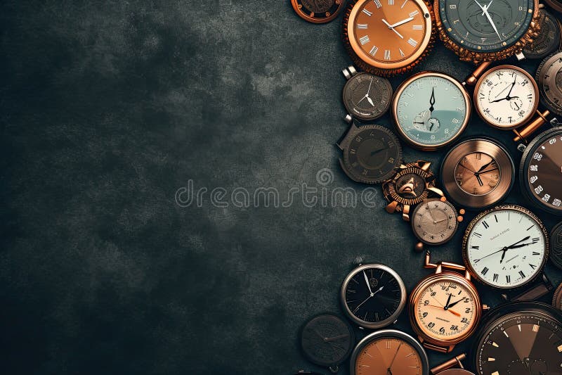 Wrist Watches Collage with Copy Space Stock Illustration - Illustration ...