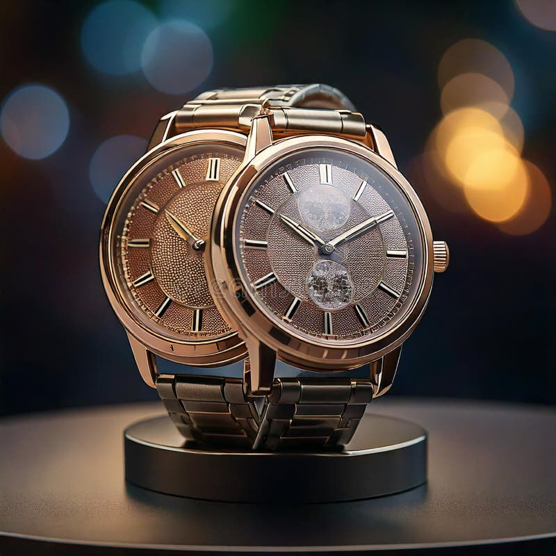 Wristwatch Design 3d Illustration Two Pieces on the Display Stand ...