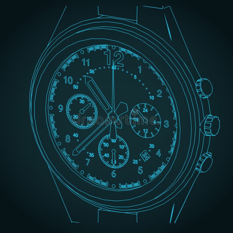 Wristwatch Dial Close Up Illustration Stock Illustration - Illustration ...