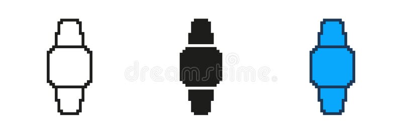 Wristwatch Icon Set in Pixel Art. Pixelated Watch Icon Stock Vector ...