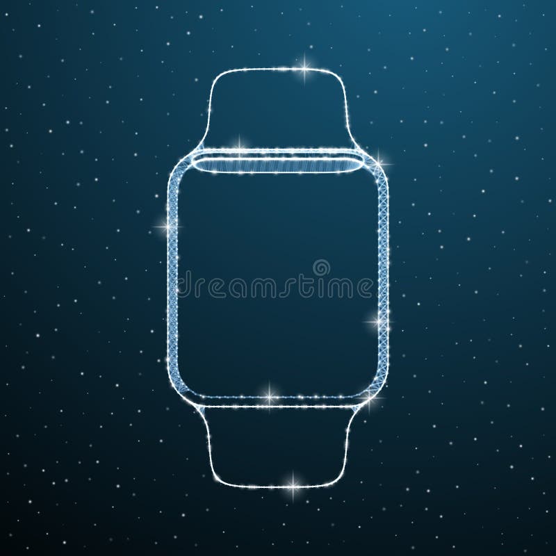 Wristwatch Low Poly Linear Object. Digital Wireframe Smart Wrist Clock ...