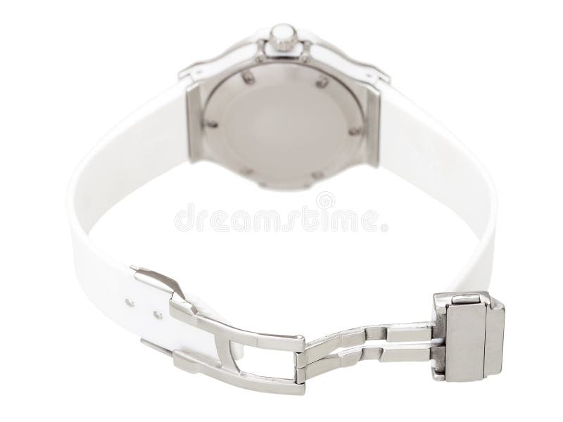 Wristwatch with an Open Lock on a Light Rubber Strap. Stock Photo ...